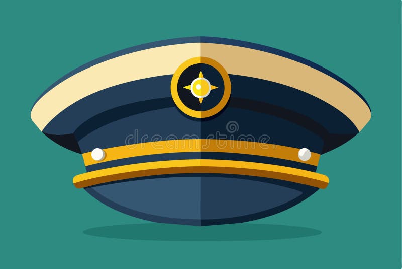 A Stylish Captain Hat Illustration Featuring a Semi-flat Design ...