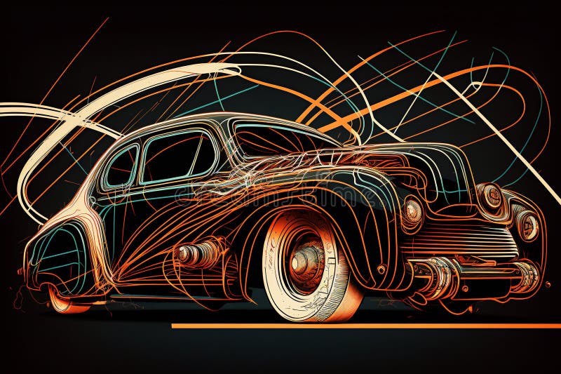 Stylish Car Wallpaper with Dynamic Shiny Lines. Generative AI. Stock ...