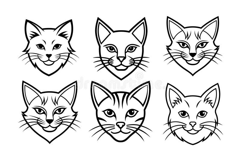 Stylish Cat Head Vector Illustration for Logo Design Stock Vector ...
