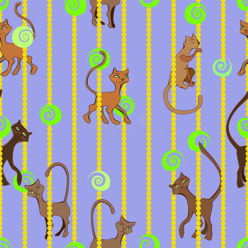 Stylish cats pattern. stock vector. Illustration of beauty - 75238514