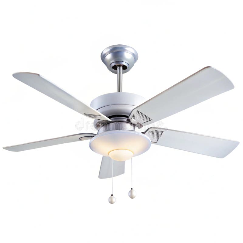 Stylish Ceiling Fan with Lighting Feature, Isolated on White, Perfect ...