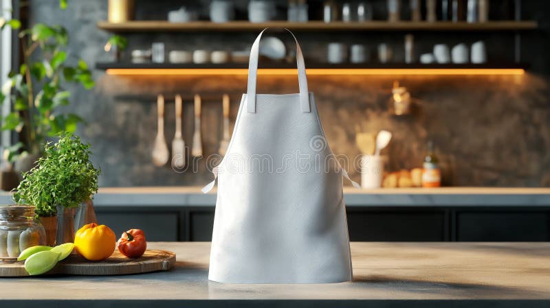 Stylish Chefs Apron Mockup with Cross-back Straps in Modern Kitchen ...