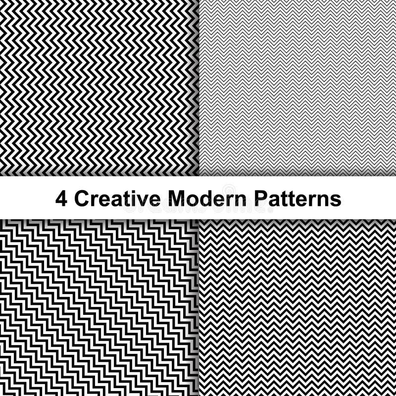 Stylish Chevron Pattern Set. Monochrome Design Stock Vector ...