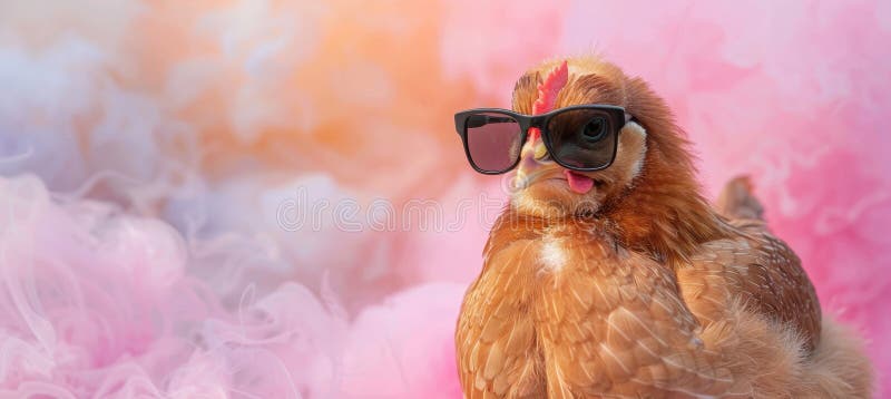 Stylish Chicken with Sunglasses on Pastel Background, Isolated with ...