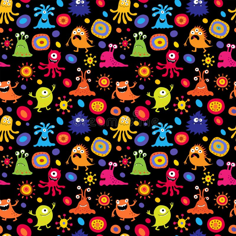 Stylish Children`s Pattern with Monsters and Pattern Stock Vector ...