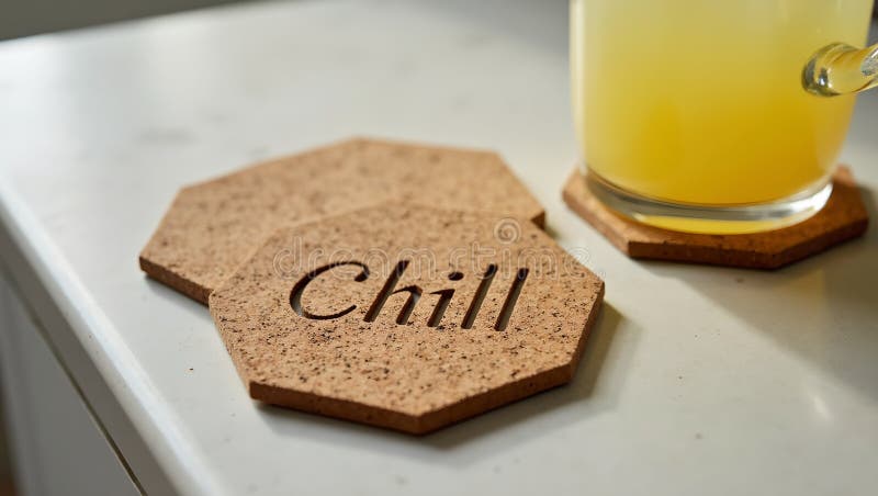 Stylish Chill Cork Coaster on Kitchen Island with Lemonade Pitcher ...