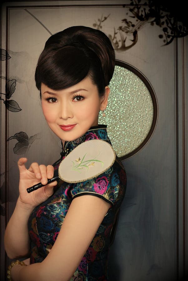 Stylish Chinese Woman with a Fan Stock Image - Image of alluring ...