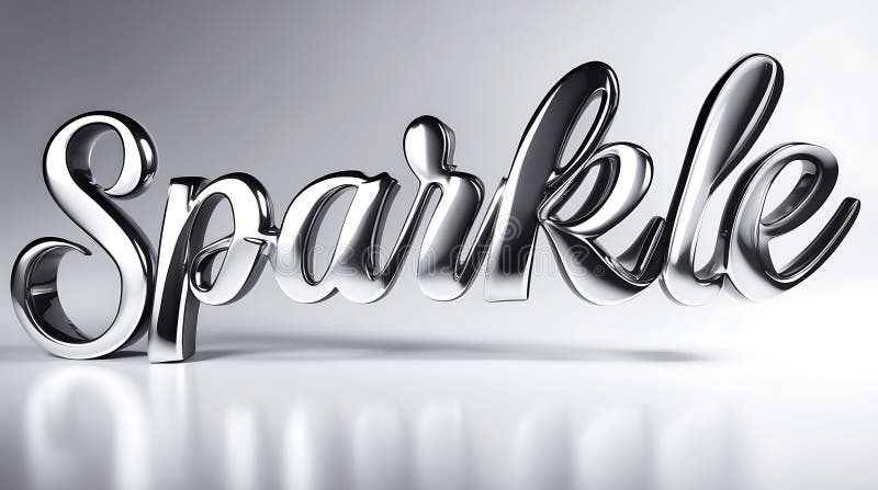 Stylish Chrome Typography Spelling the Word Sparkle on a Smooth Surface ...