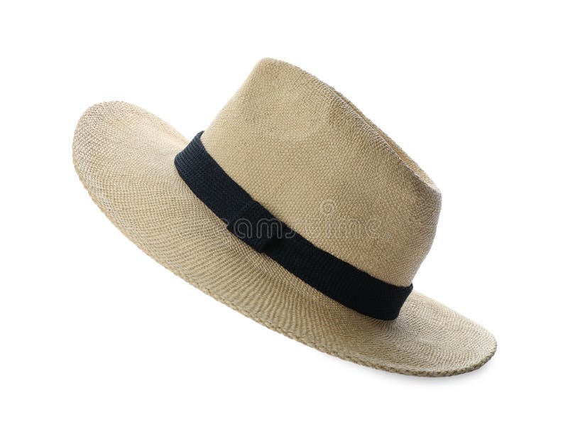 Stylish Classic Beige Hat Isolated on White Stock Photo - Image of ...
