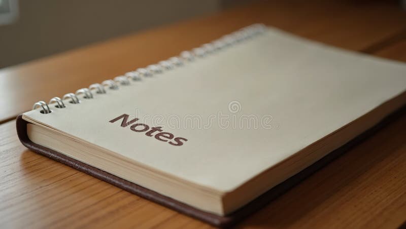 Stylish Closed Leather Notebook on Wooden Desk Labeled Notes Stock ...