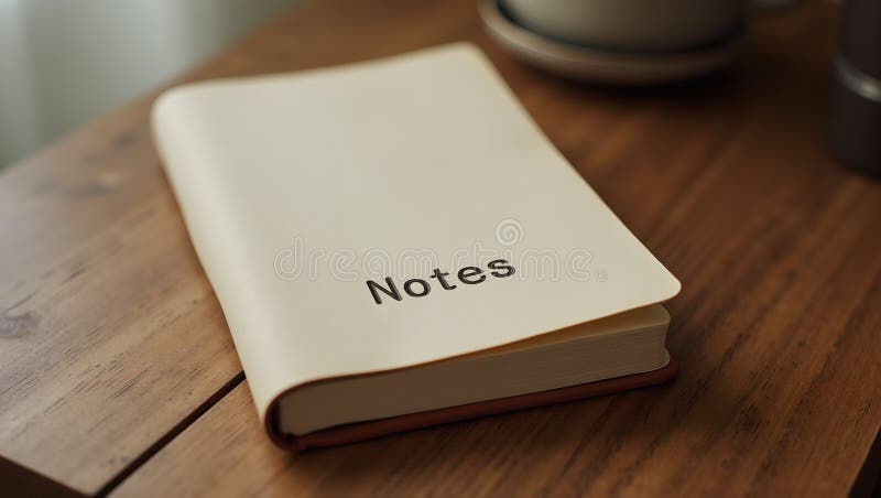 Stylish Closed Leather Notebook on Wooden Desk Labeled Notes Stock ...