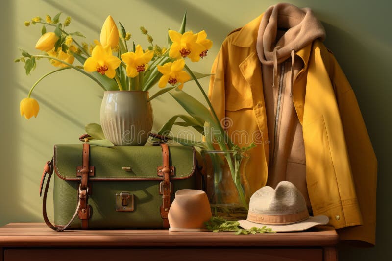 Stylish Clothes and Accessories on Chest of Drawers in Dressing Room ...