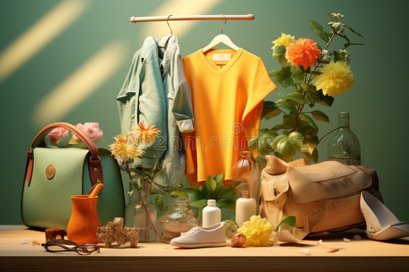 Stylish Clothes and Accessories on Chest of Drawers in Dressing Room ...