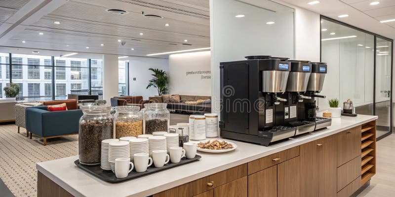 Stylish Coffee Area in a Contemporary Office Setting Stock Illustration ...