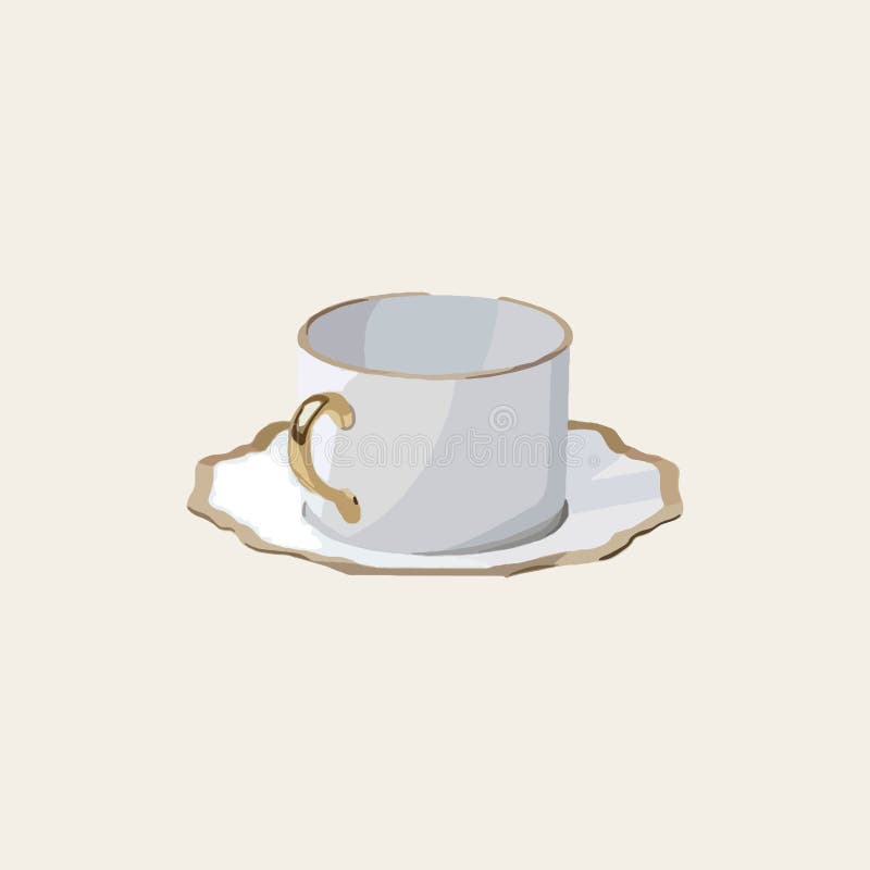 Stylish Coffee Cup with Plate Stock Vector - Illustration of decorated ...