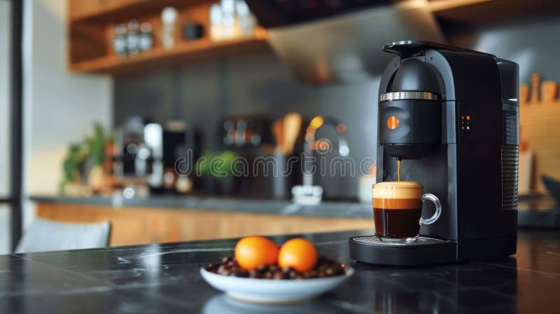 A Stylish Coffee Setup Featuring an Espresso Machine Stock Illustration ...