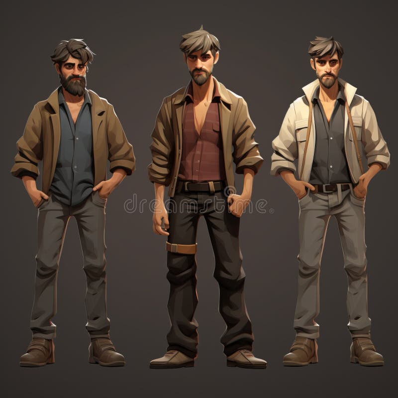 Stylish Collection of Male Casual Game Characters - Rusty Debris Stock ...