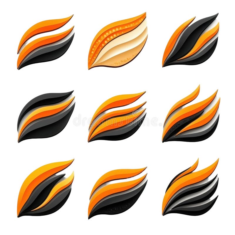 Stylish Collection of Orange and Black Rounded Shapes with Smooth ...
