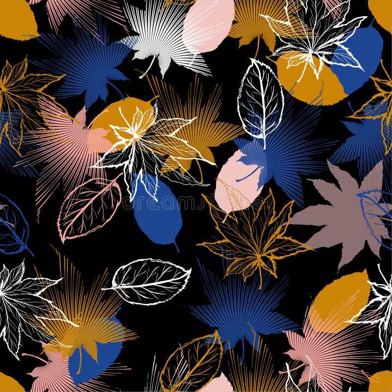 Stylish Colorful Contrast Maple Leaves Mix with Modern Line in M Stock ...