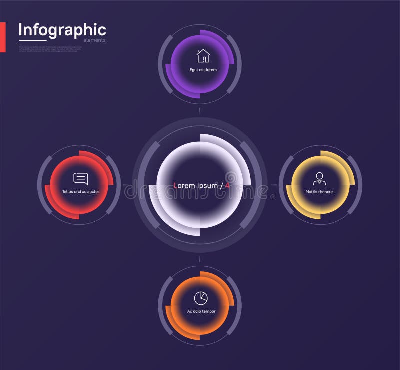 Stylish Colorful Vector Infographic Circle Chart Template on a Deep ...