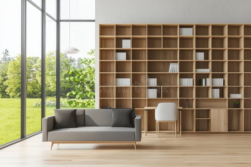 Stylish and Comfortable Home Office in the Living Room. Work from Home ...