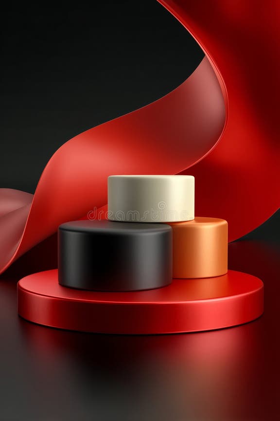 Stylish Composition of Three Cylindrical Objects in Contrasting Colors ...