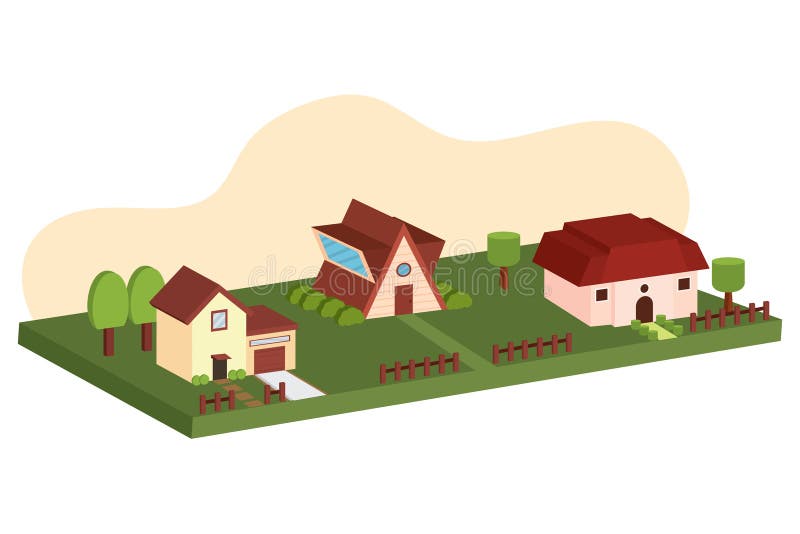Stylish Countryside Houses. Vector Stock Illustration - Illustration of ...