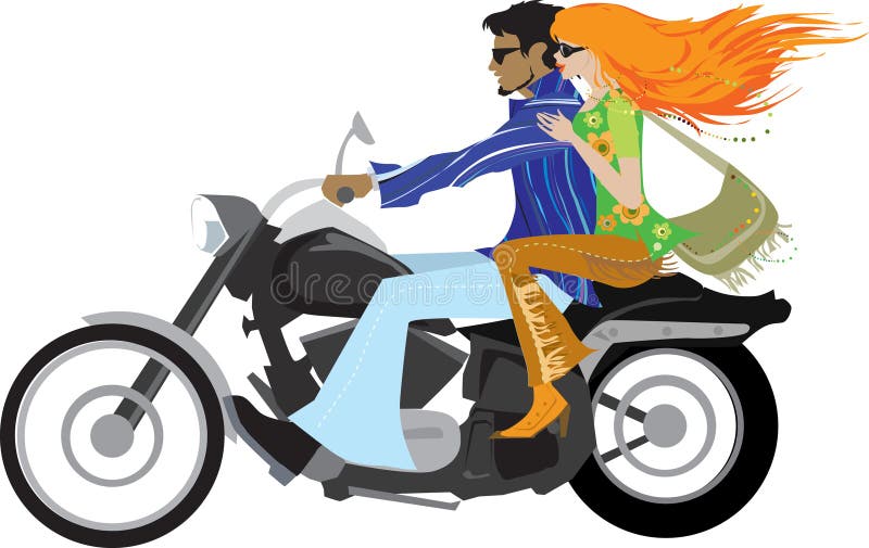 Couple On Motorcycle Stock Vector Illustration Of Action 31064659