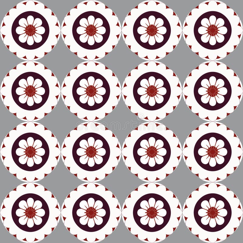 Stylish and Creative Red and White Circular Seamless Repeating Pattern ...