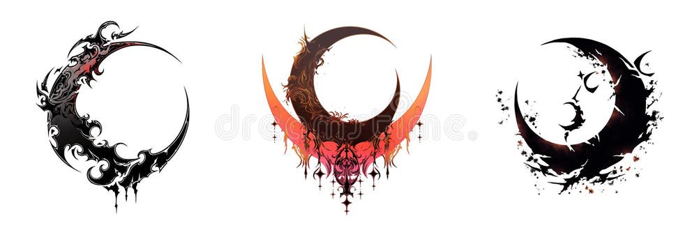 Stylish Cursed Moon in 2D Logo Style AI Generated Stock Illustration ...