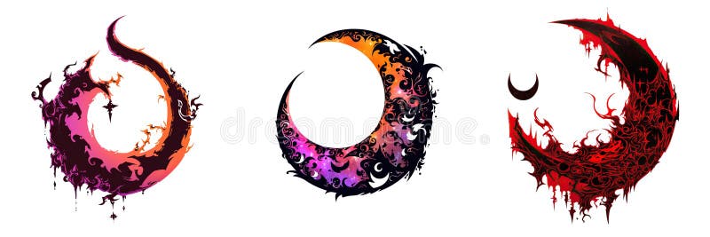 Stylish Cursed Moon in 2D Logo Style AI Generated Stock Illustration ...