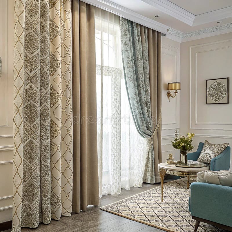 Stylish Curtains Window Unique Patterns Stock Photos - Free & Royalty ...