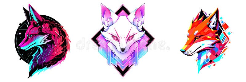 Stylish Cyberpunk Fox in 2D Logo Style AI Generated Stock Illustration ...