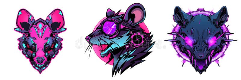 Stylish Cyberpunk Mouse in 2D Logo Style AI Generated Stock ...