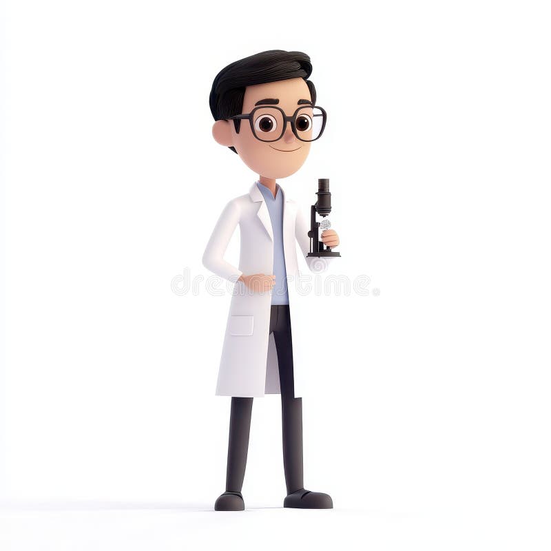 Stylish 3D Animated Male Scientist in Lab Coat with Tool, Conducting ...