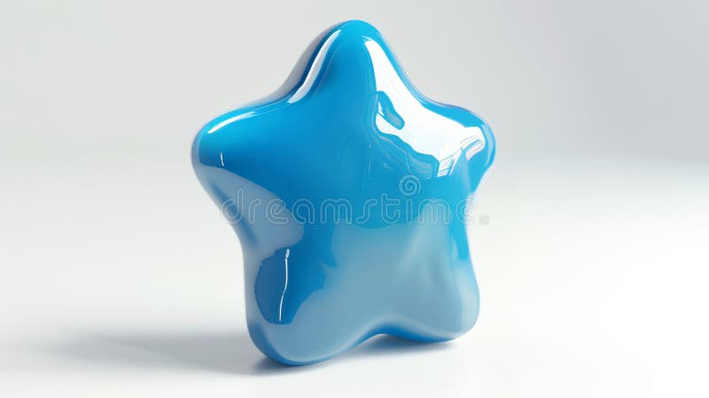 Stylish 3d Blue Star Object with Glossy Finish in Minimalist White ...