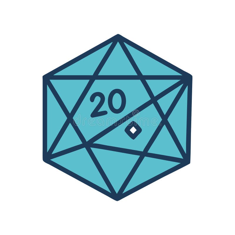 Stylish D20 Dice Icon for RPG Stock Illustration - Illustration of play ...