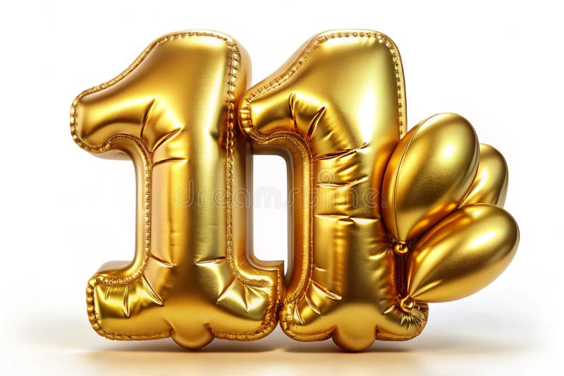 Stylish 3D Gold Number Eleven with Detailed Textures and Decorative ...