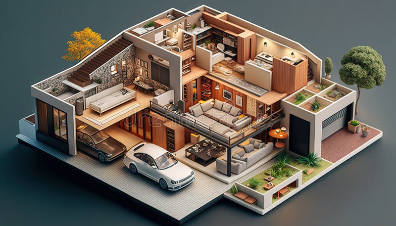 Stylish 3D Model of a Dream Home with Exquisite Architecture and ...