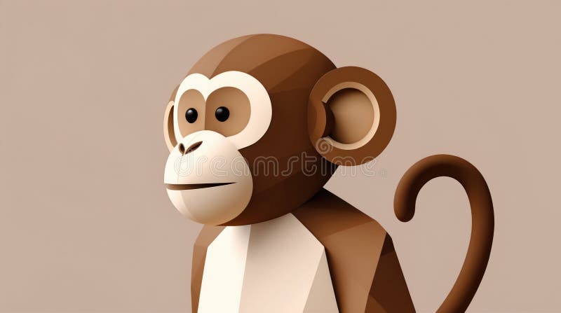 Stylish 3D Render of a Monkey with Geometric Design, Ideal for Creative ...
