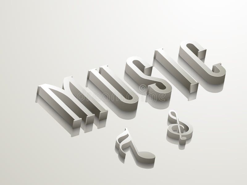 Stylish 3D Text Music with Musical Notes. Stock Illustration ...