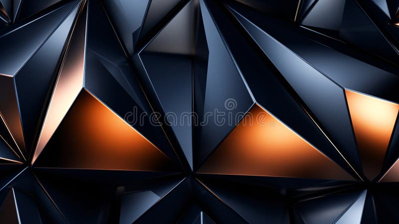 Stylish 3d Triangle Polygon Texture Shadow Glossy Black and Orange ...