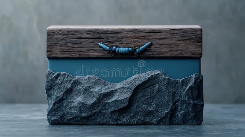 Stylish Decorative Box with Stone Texture and Wooden Lid Isolated on a ...