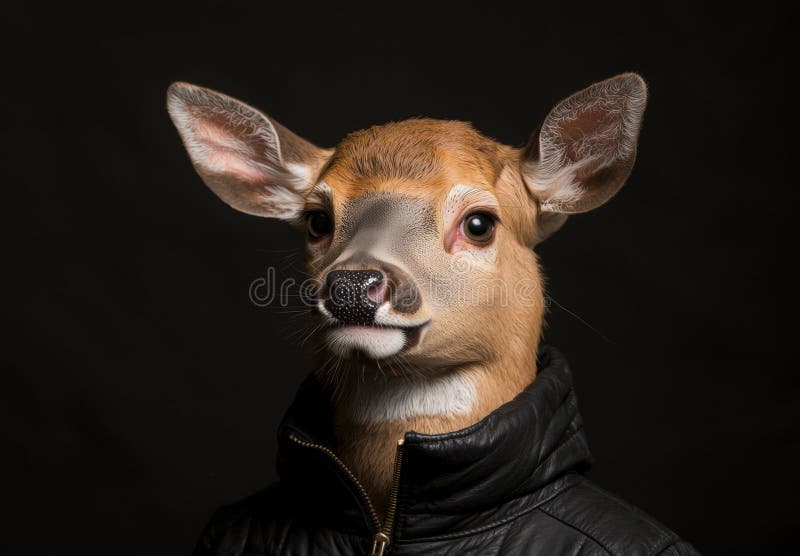 Stylish Deer Wearing a Black Jacket Stock Illustration - Illustration ...
