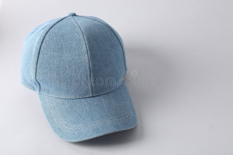 Stylish Denim Baseball Cap on Light Grey Background. Mockup for Design ...