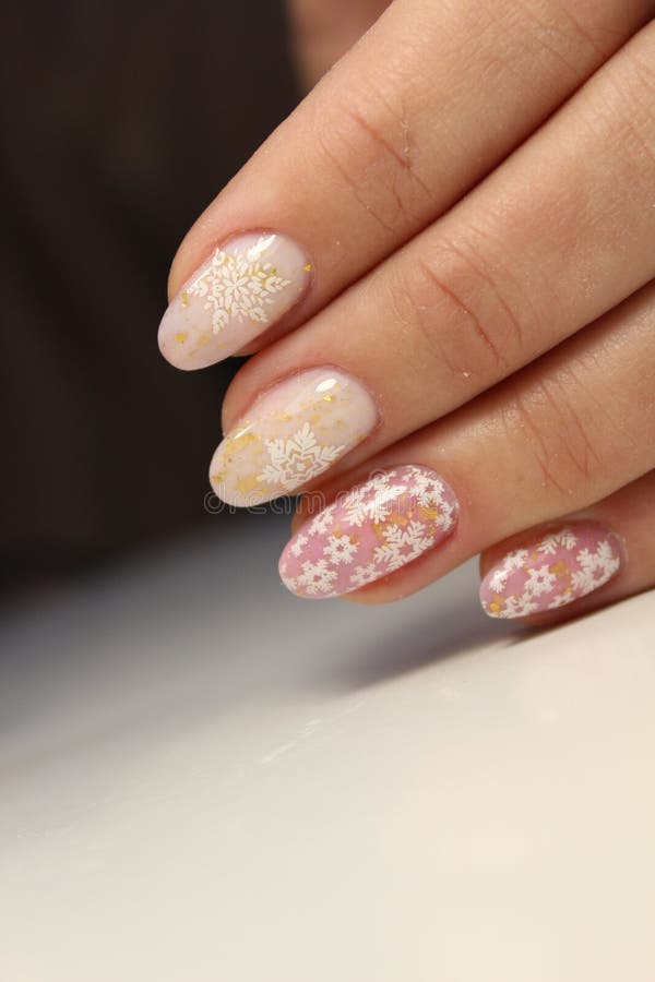 Stylish Design of Manicure on Beautiful Nails Stock Photo - Image of ...