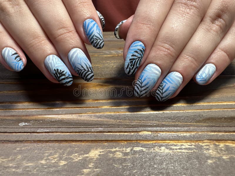 Stylish Design of Manicure on Beautiful Nails Stock Image - Image of ...