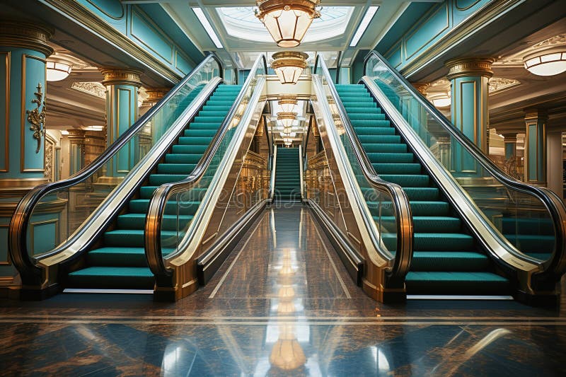 Stylish Design of a Modern Escalator. Stock Image - Image of subway ...