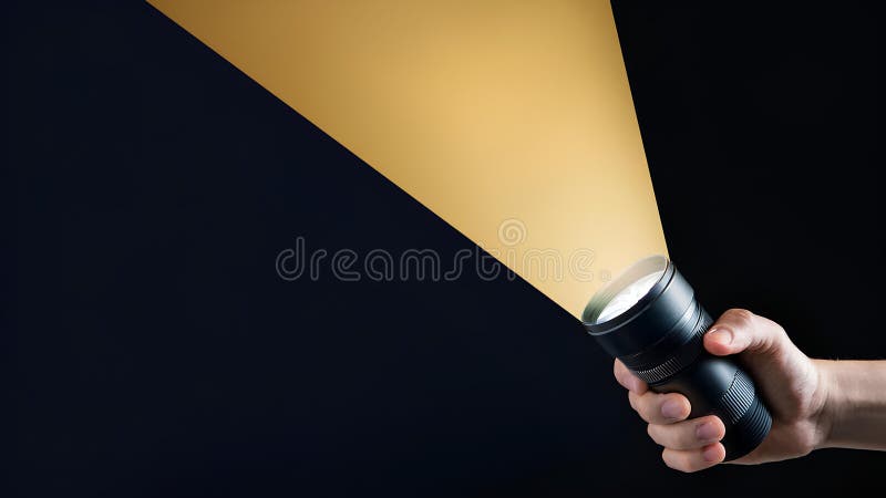 A Modern Art Collage of Hands Holding a Flashlight with an Expanding ...