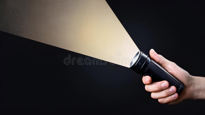 A Modern Art Collage of Hands Holding a Flashlight with an Expanding ...